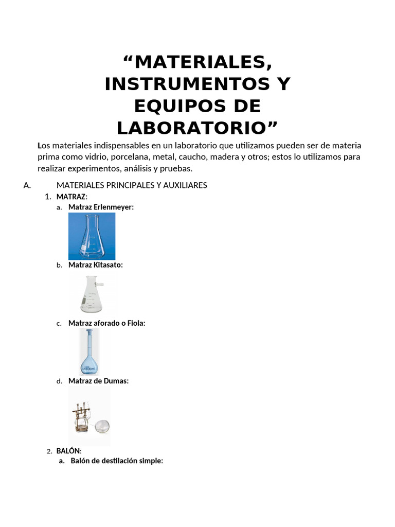 Materiales y Equipos de Laboratorio | PDF