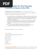 Requirements For Nursing Licensure Exam in The PRC For First Timers and ...