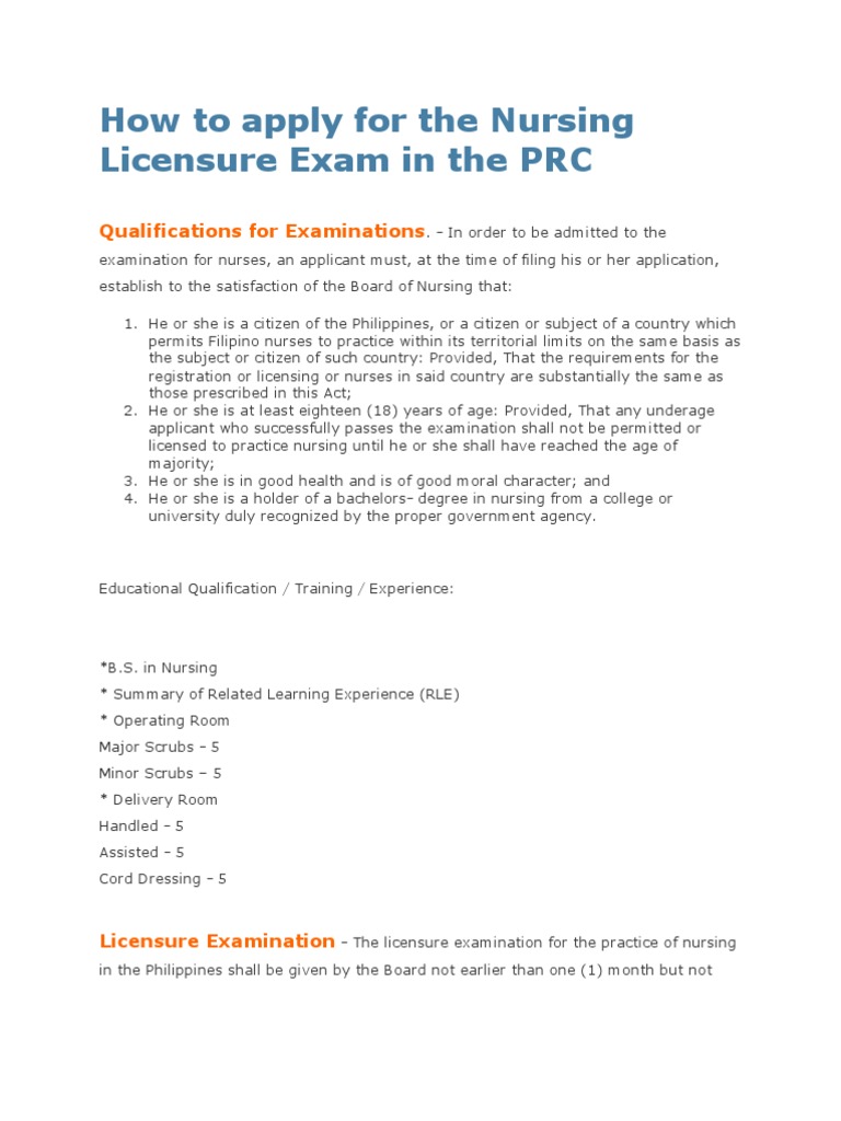 How To Apply For The Nursing Licensure Exam in The PRC | PDF ...