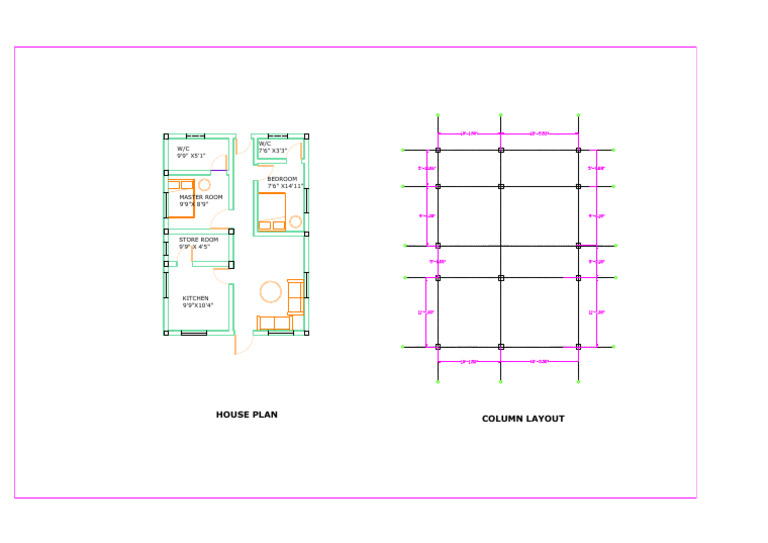 House Plan With Column Layout-Model | PDF