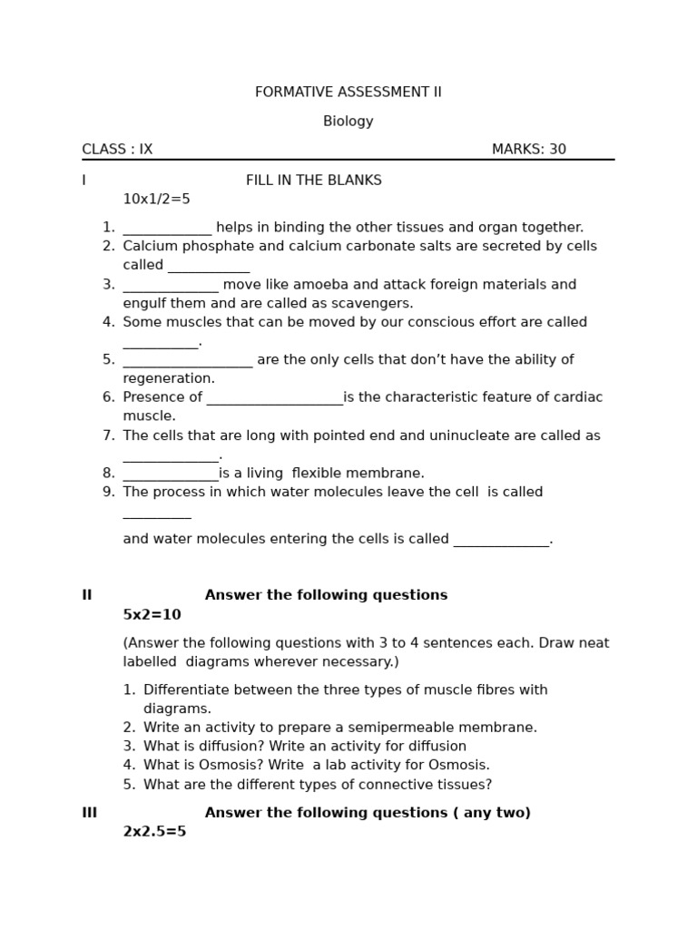 Formative Assessment II | PDF
