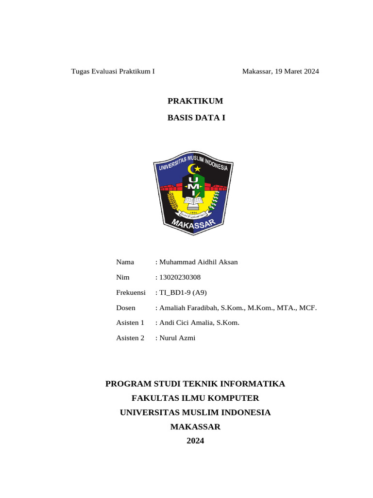 Sampul Basis Data I Aidhil | PDF