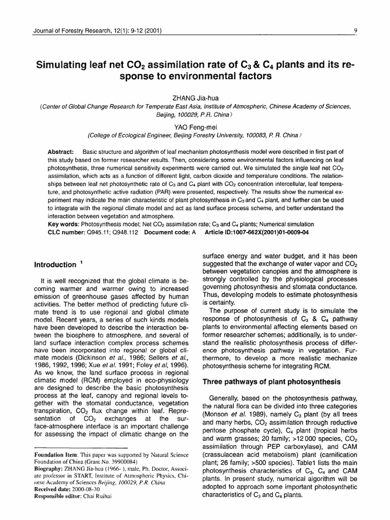 Simulating Leaf Net CO2 Assimilation Rat | PDF | Photosynthesis | Leaf