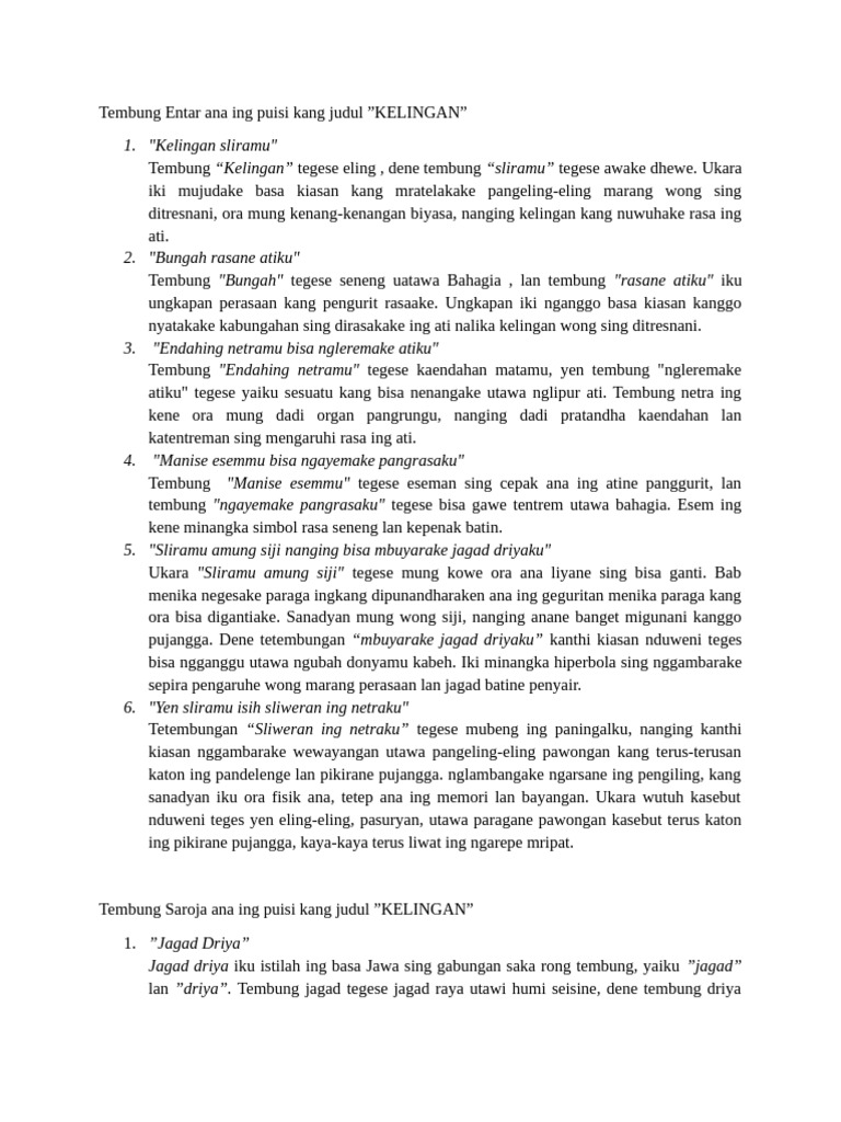 Tembung Entar Lan Saroja | PDF