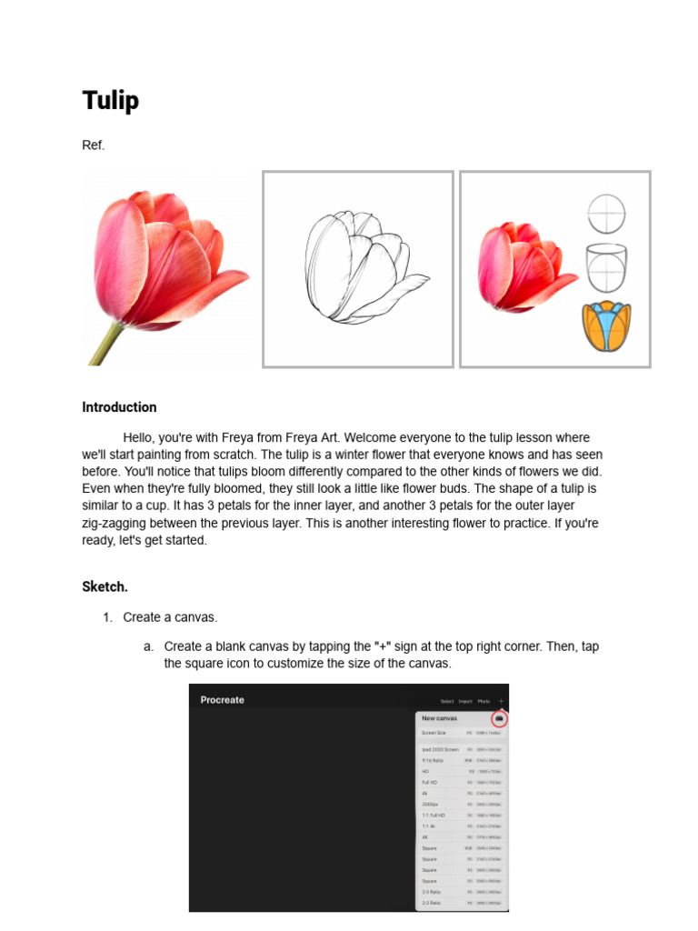 How To Draw The Tulip With The Drafting Technique | PDF | Shape | Petal