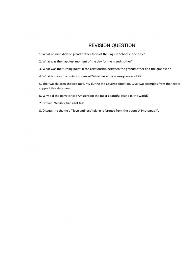 Revision Questions For PT1 | PDF