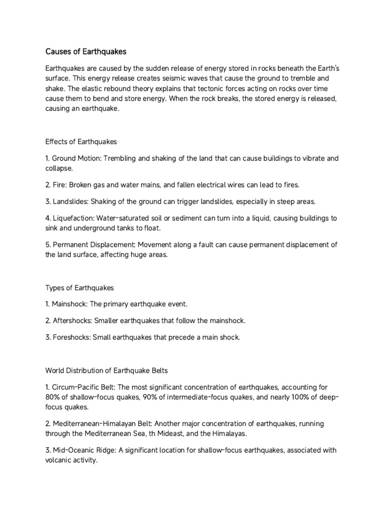 Understanding Earthquake Causes and Effects | PDF