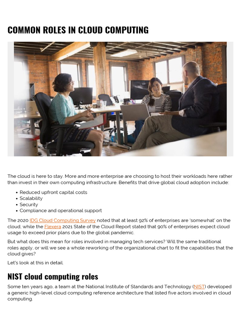 Common Roles in Cloud Computing | PDF | Cloud Computing | Software Development