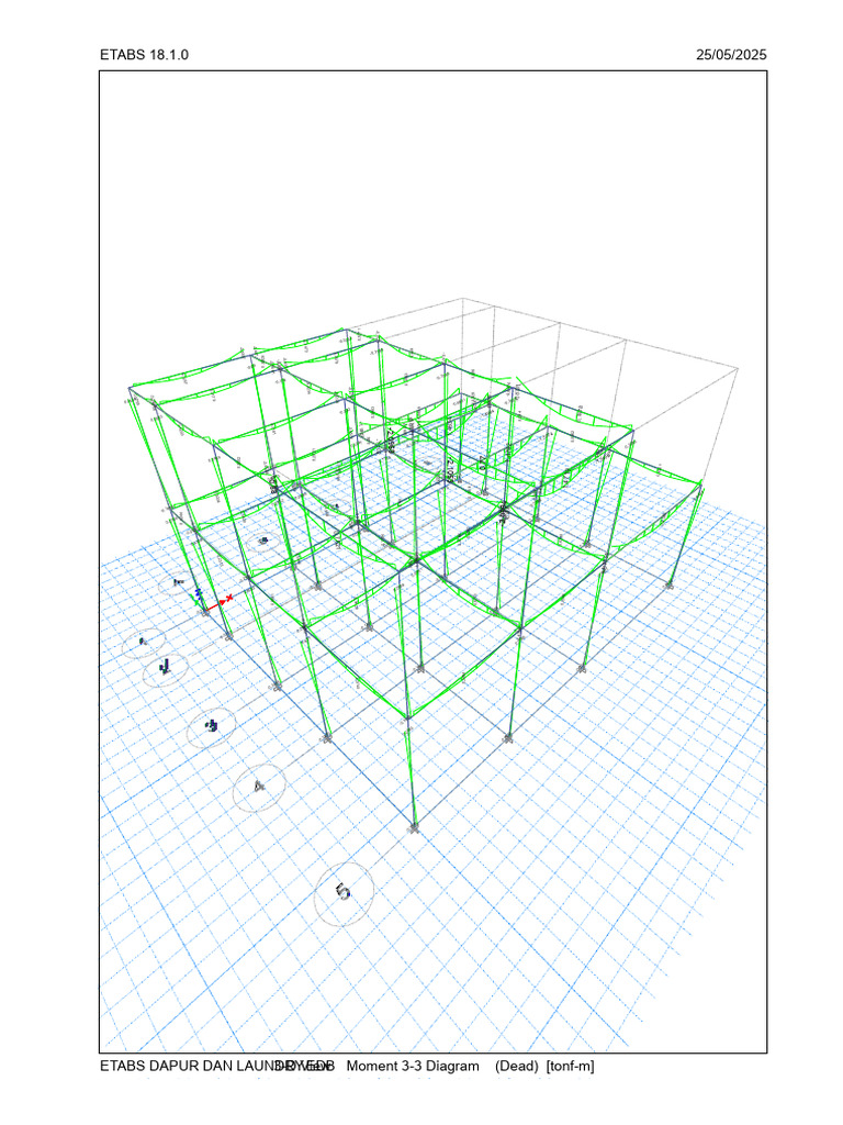 ETABS 18.1.0-3-D View Moment 3-3 Diagram (Dead) (Tonf-M) | PDF