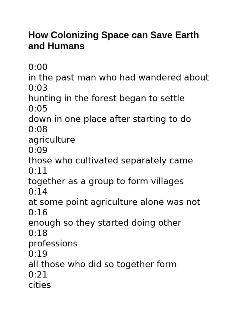 How Colonizing Space Can Save Earth and Humans | PDF | Space ...