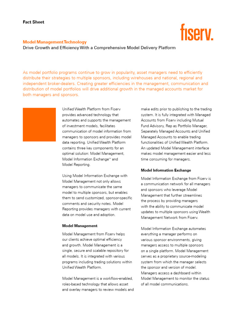 Model Portfolio Technology Fact Sheet | PDF | Computing | Business