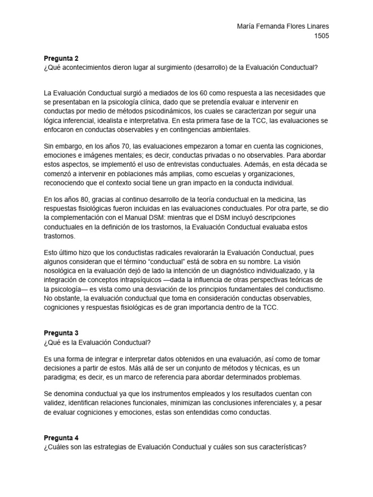 Metodología Salud. Evaluación Conductual | PDF | Terapia de conducta ...