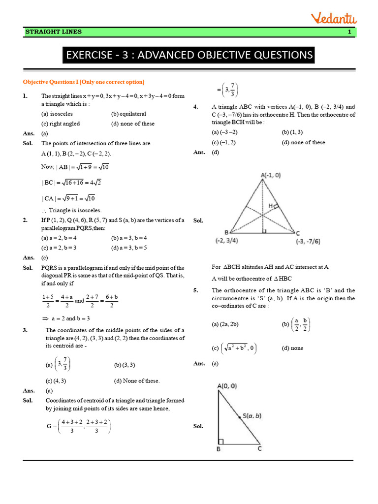 Straight Lines EX-3 | PDF | Triangle | Line (Geometry)
