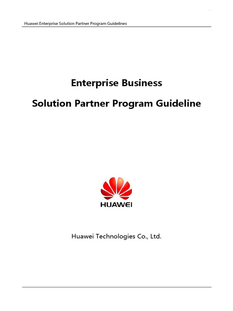 Enterprise Business Solution Partner Program Guideline: Huawei Technologies Co., LTD | PDF ...
