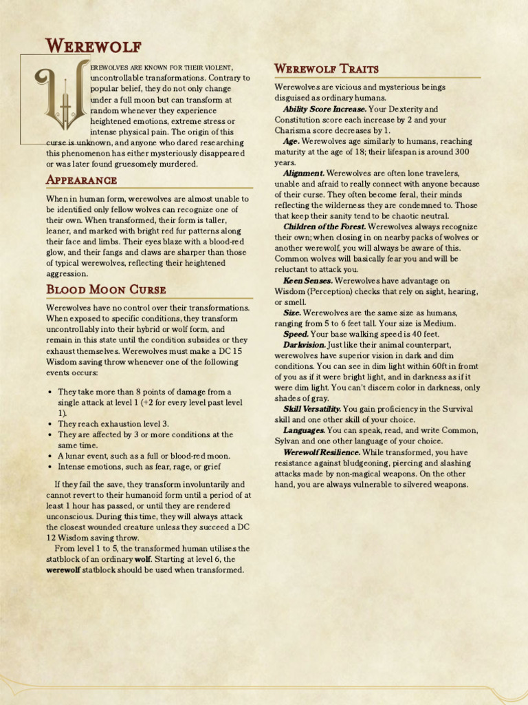 Understanding Werewolf Transformations | PDF | Werewolves