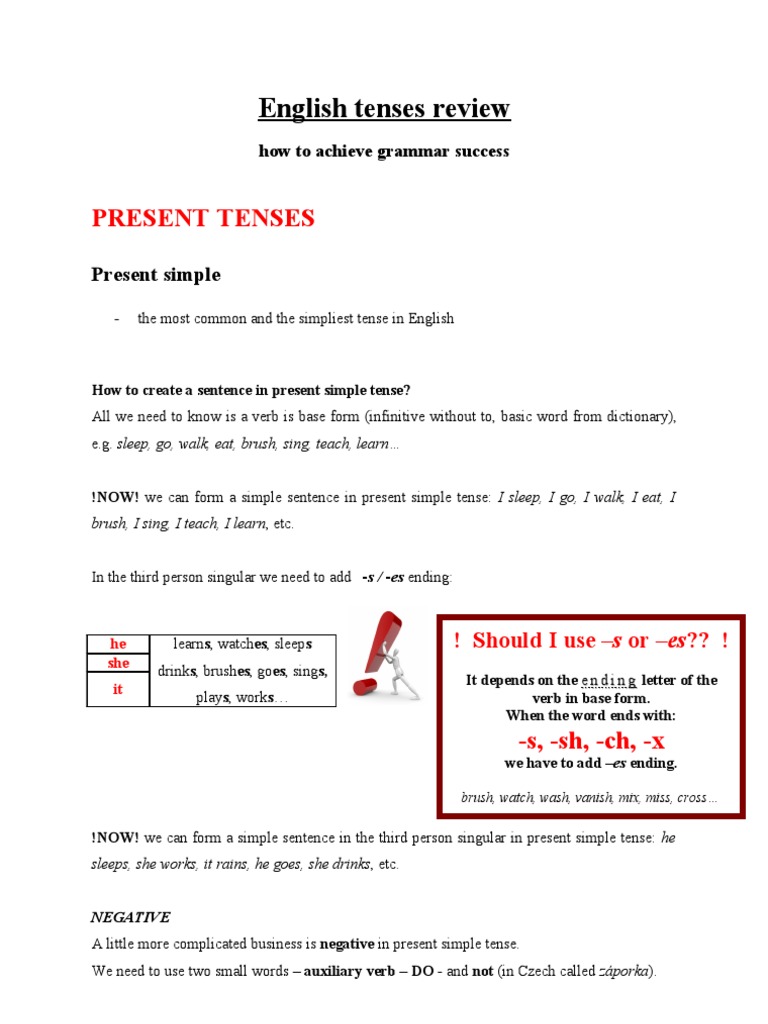 English Tenses Review | PDF | Question | Verb