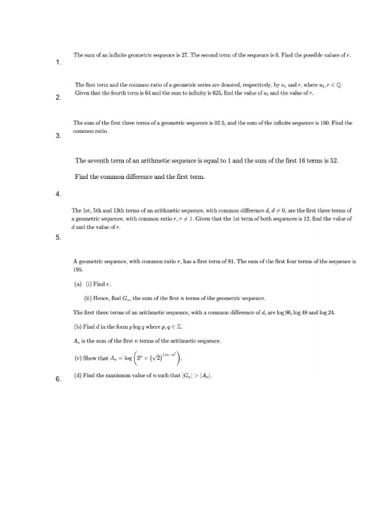 HL AA Sequence and Series - Test 2 | PDF