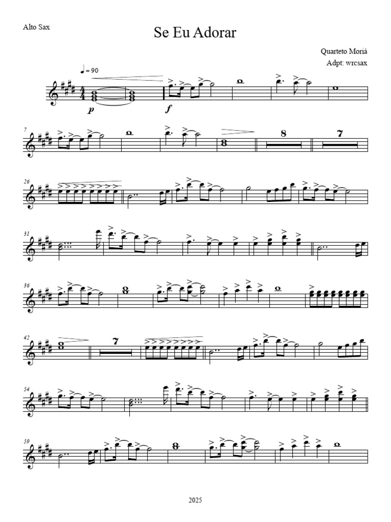 Se Eu Adorar - Quarteto Moriá - Alto Sax | PDF