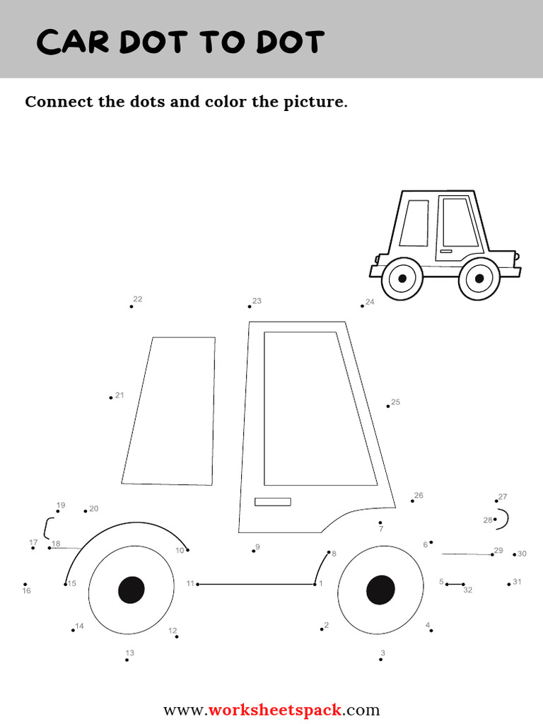 Vehicle Dot to Dot Worksheets | PDF