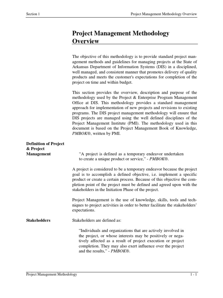 PMBOK Project Management Methodology Overview 6p | PDF | Project ...