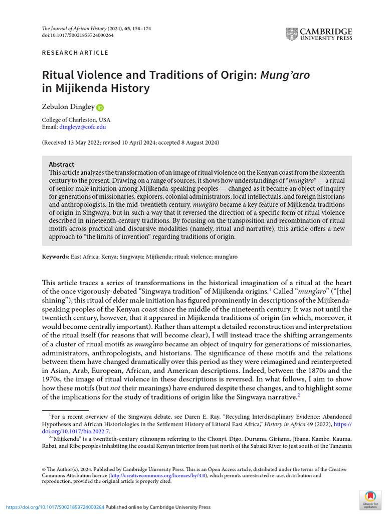 Mijikenda Ritual Violence and Origins | PDF