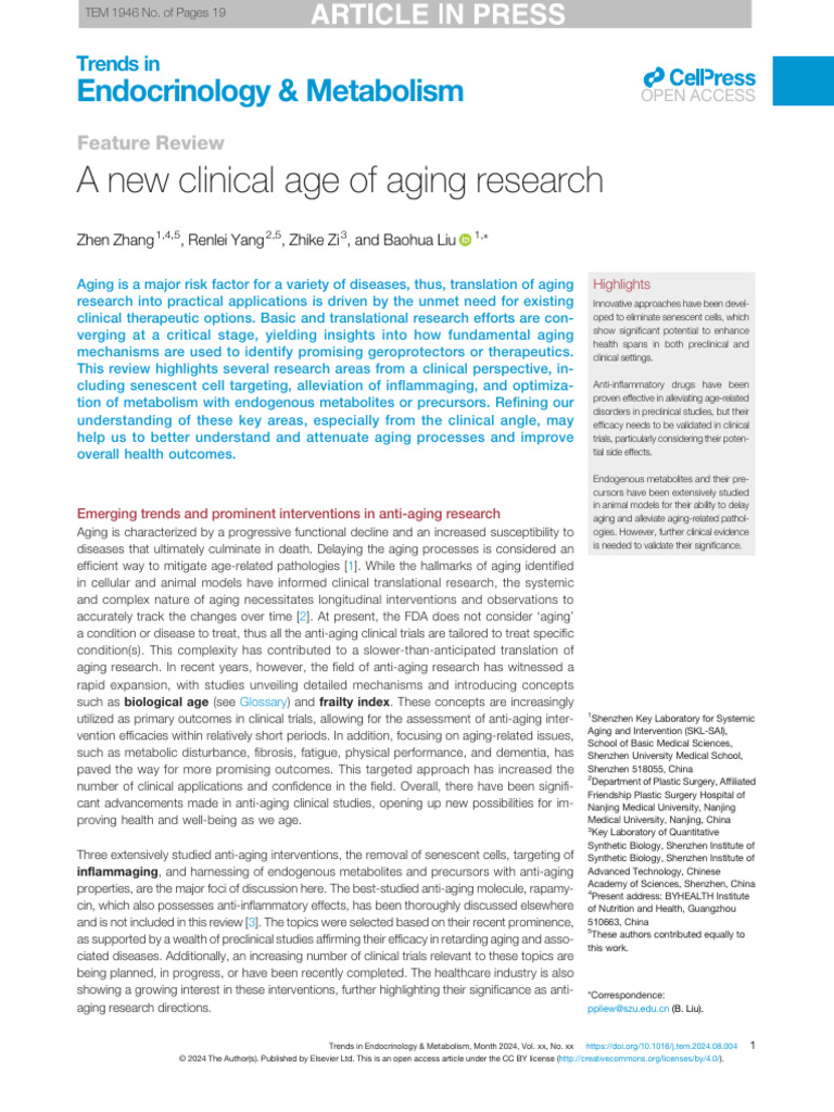 Advances in Anti-Aging Research Insights | PDF | Diseases And Disorders ...
