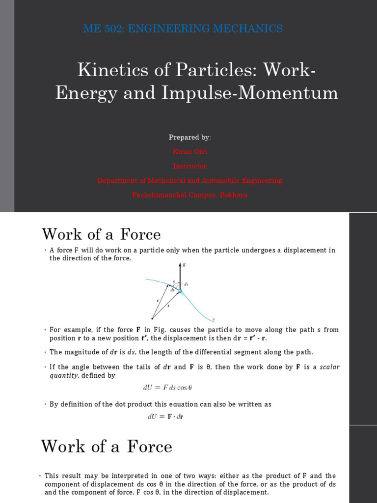 Kinetics of particles-Work-Energy and Impulse-Momentum | PDF | Collision | Momentum