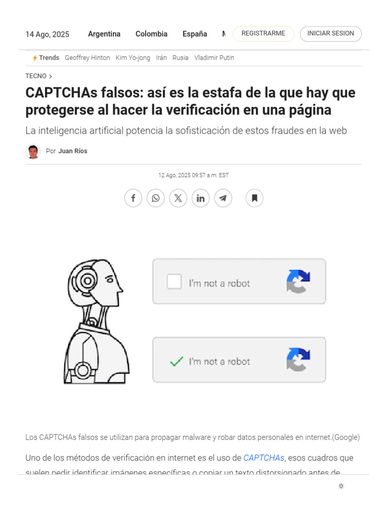 CAPTCHAs falsos_ así es la estafa de la que hay que protegerse al hacer la verificación en una ...