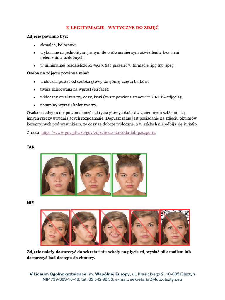 E Legitymacje Wytyczne Do Zdjec | PDF