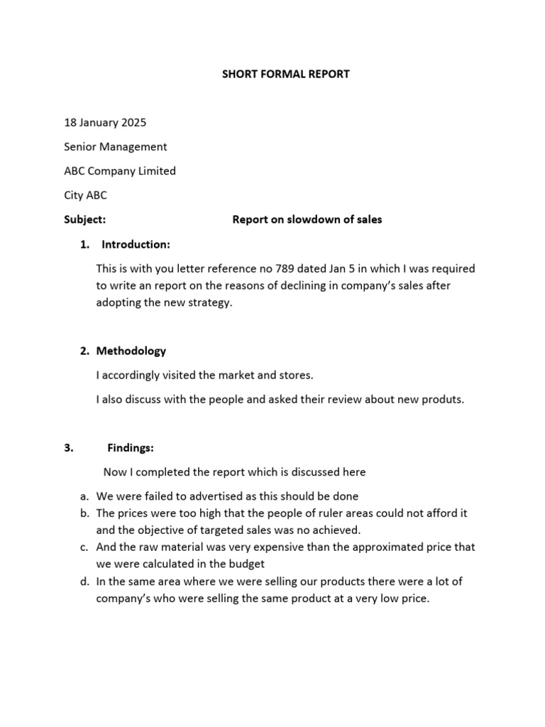 Short Formal Report | PDF