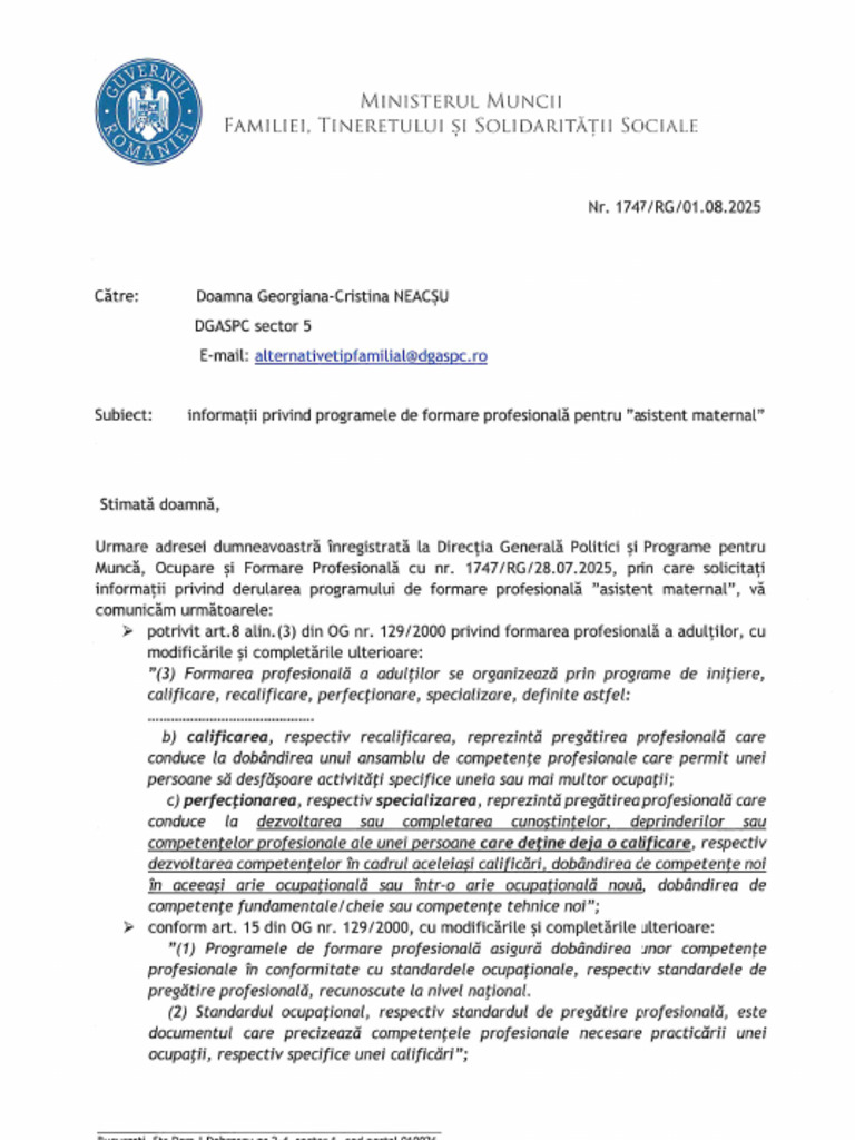 Doamna Georgiana Cristina NEACSU NR 1747 | PDF