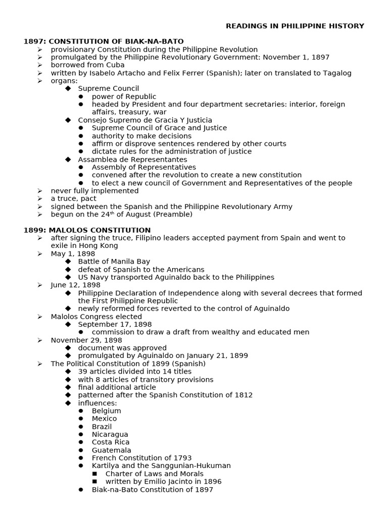 Philippine Constitutional History Overview | PDF | United States ...