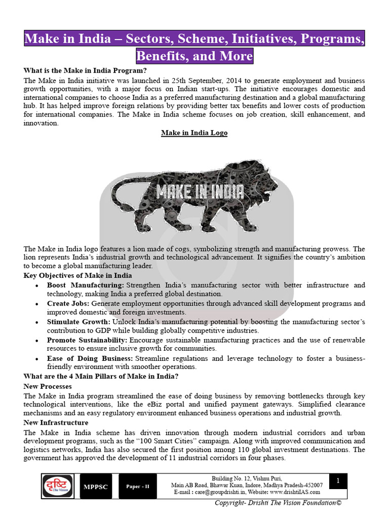 Make in India - Sectors, Scheme, Initiatives, Programs, Benefits, and ...