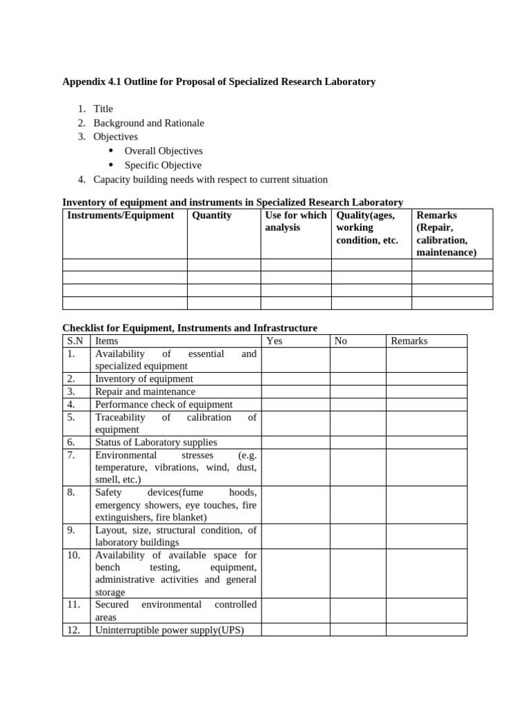 Specialized Research Lab Proposal Outline | PDF | Laboratories ...
