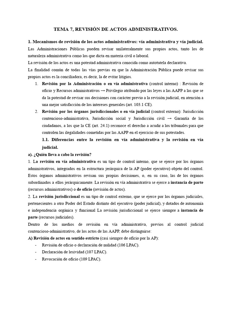 Tema 7, Revisión de Actos Administrativos | PDF | Jurisdicción | Ley ...