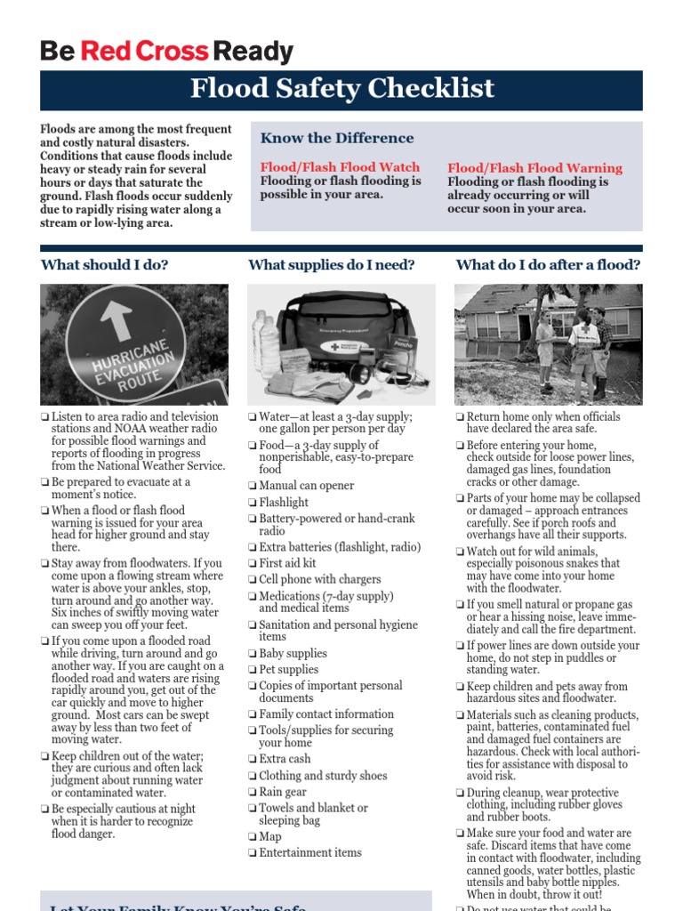 Flood Safety Checklist | PDF | Water | Waste
