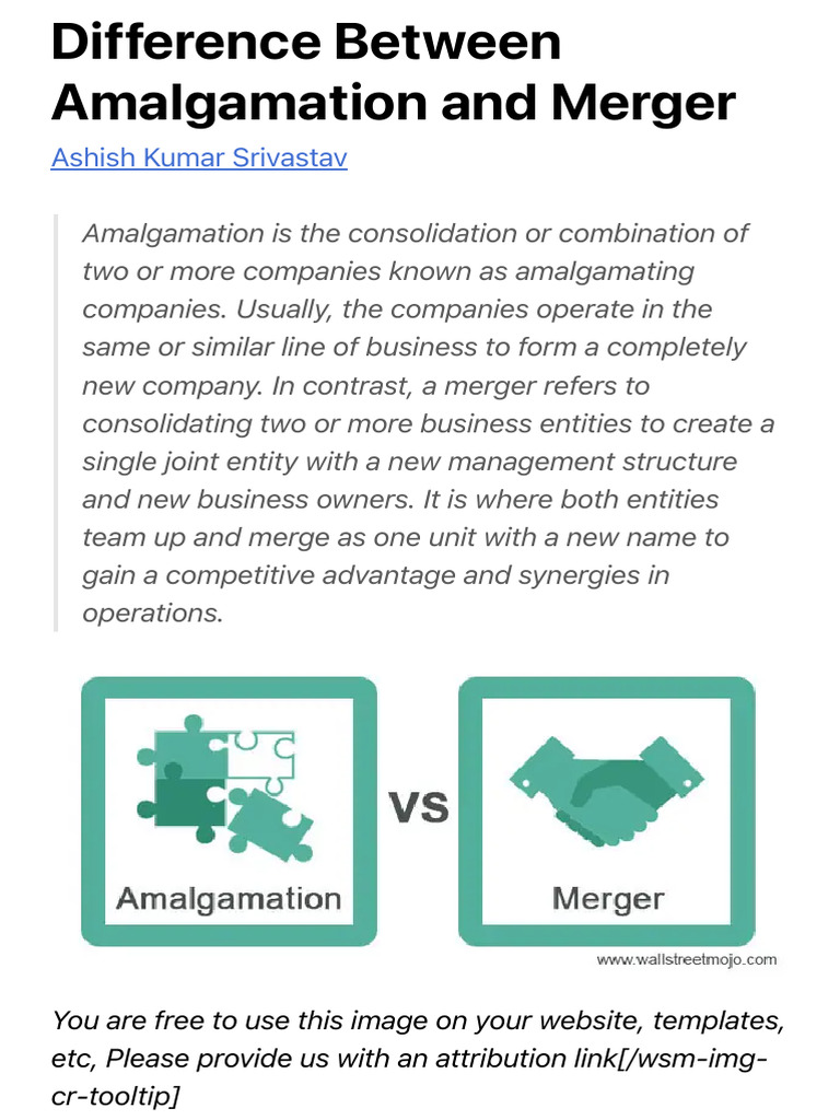 Amalgamation vs Merger Explained | PDF | Consolidation (Business ...