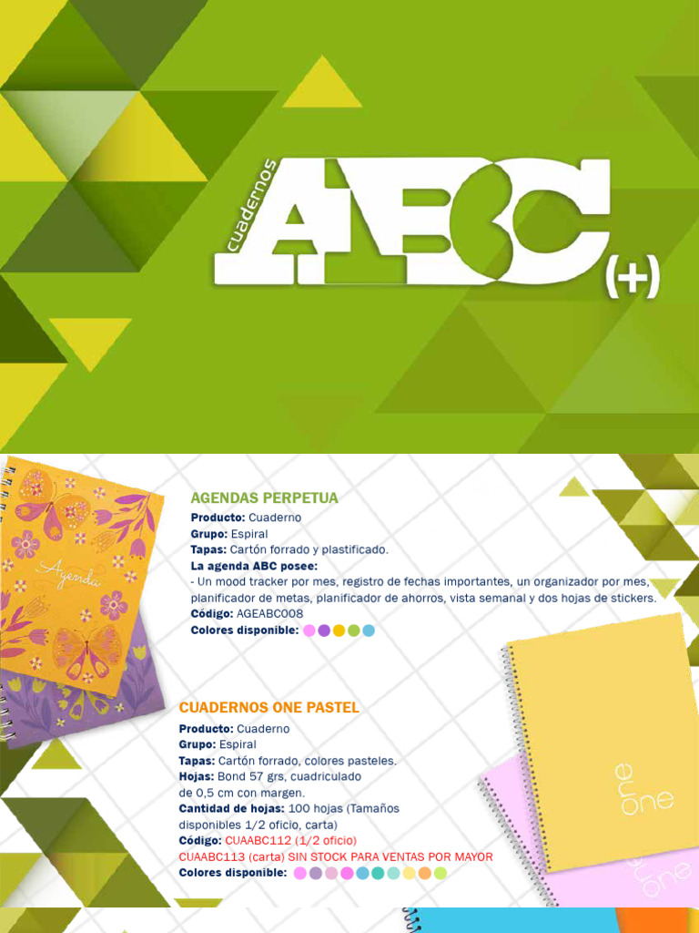 Catálogo ABC de Cuadernos y Hojas | PDF | Cuaderno