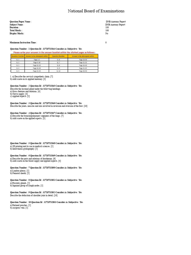 DNB Anatomy Paper4 | PDF