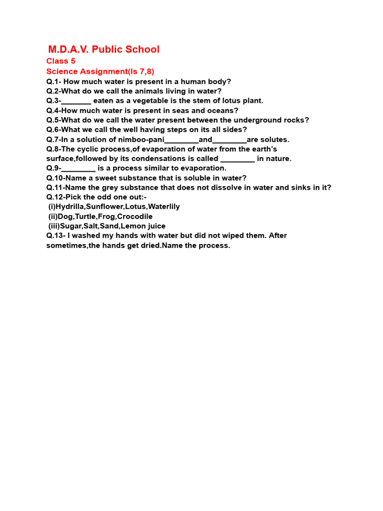 Science Assignment | PDF