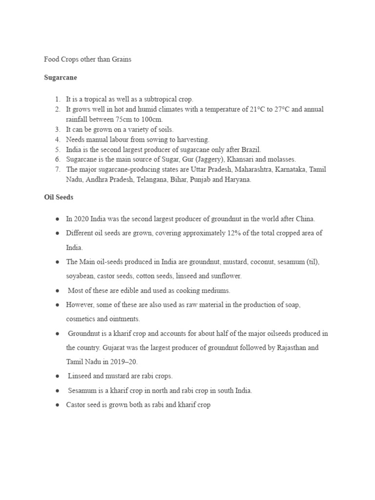 Major Crops of India: A Class 10 Overview | PDF | Agriculture | Agronomy