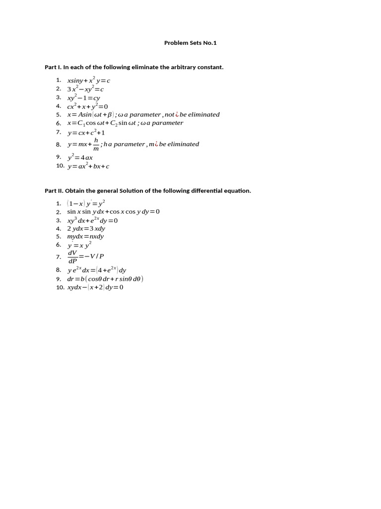 Problem Sets No.1 | PDF
