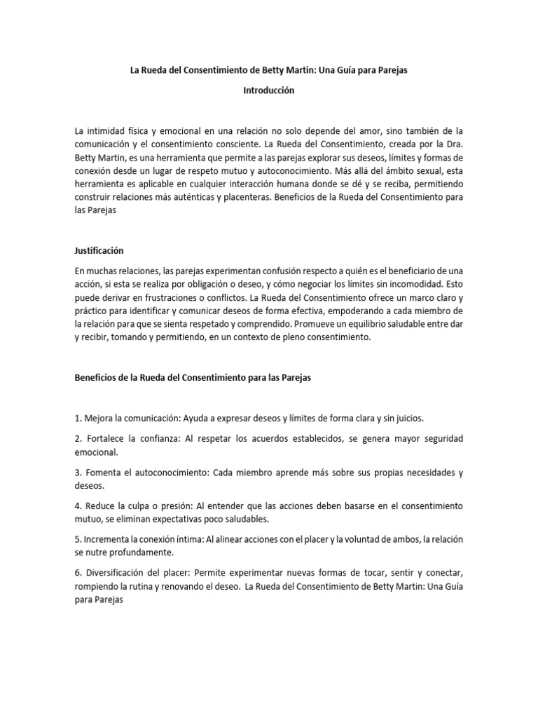 La Rueda Del Consentimiento de Betty Martin | PDF | Placer | Amor