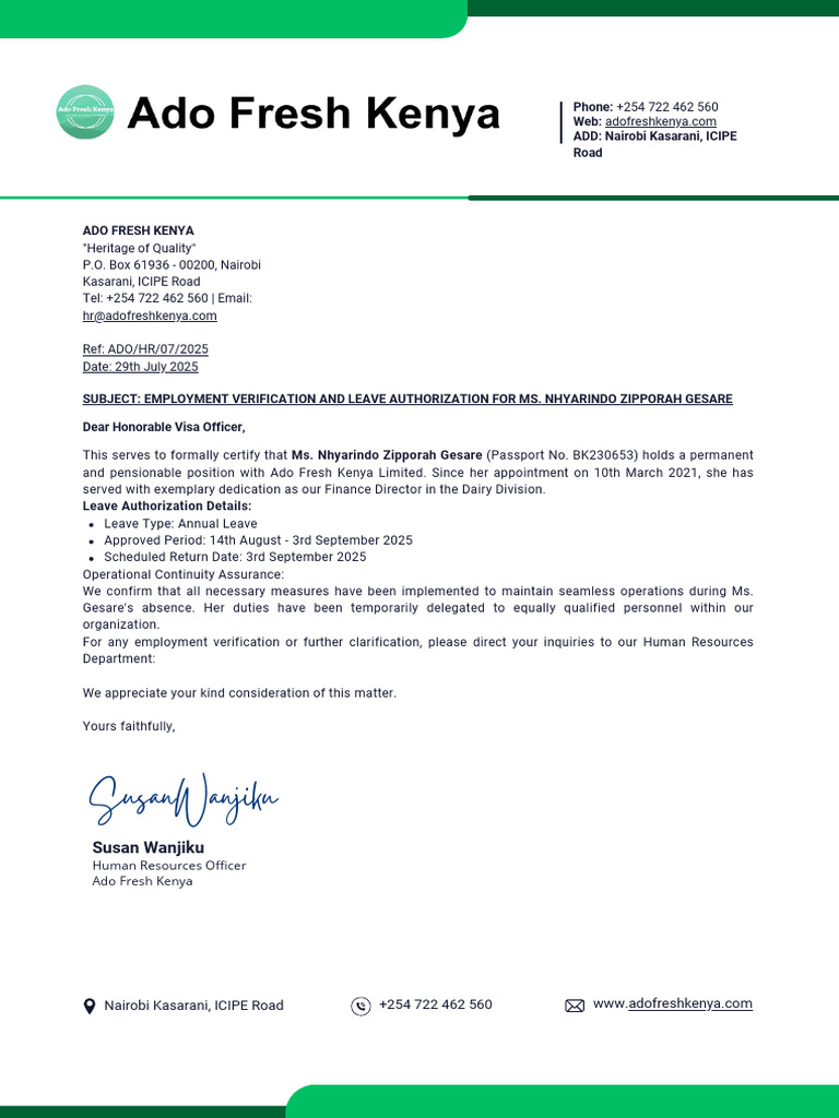 Employment Verification & Leave Notice | PDF
