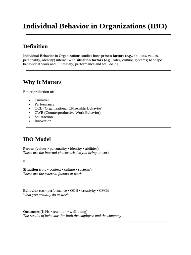 Understanding Individual Behavior in Organizations | PDF | Dark Triad ...