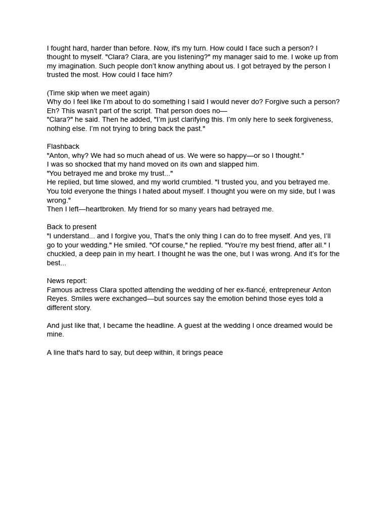 Clara's Heartbreak at Anton's Wedding | PDF
