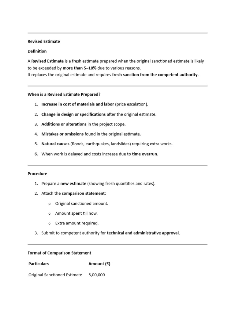 Revised Estimate: Definition & Process | PDF