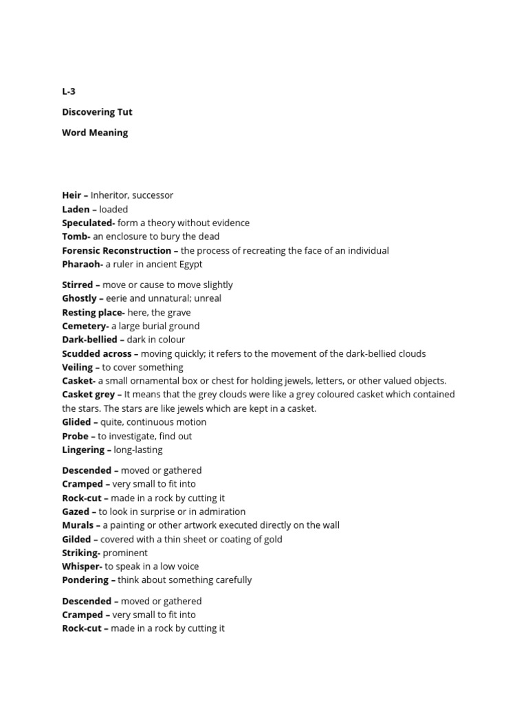 Discovering Tut. Word Meaning | PDF | Tutankhamun | Akhenaten
