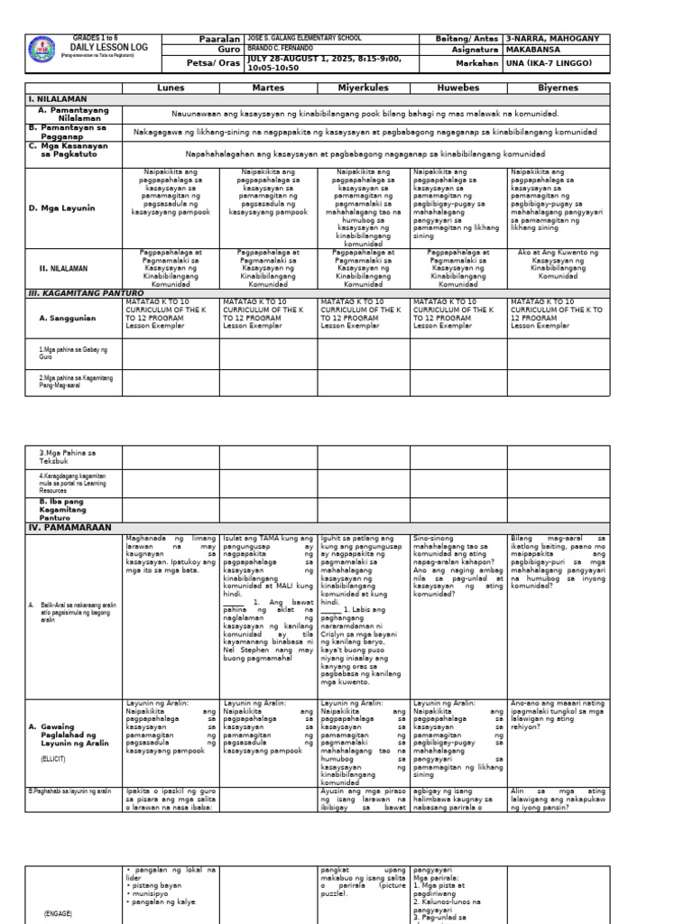 Makabansa DLL w7q1 - New Format | PDF