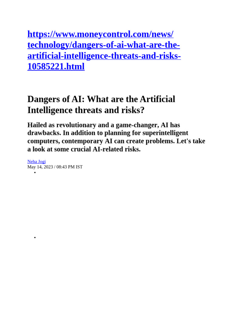 Dangers and Risks of AI Development | PDF | Artificial Intelligence ...